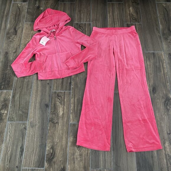 Juicy Couture | Pants & Jumpsuits | Nwt Juicy Couture Big Bling Velour Tracksuit Small Bubblegum ...